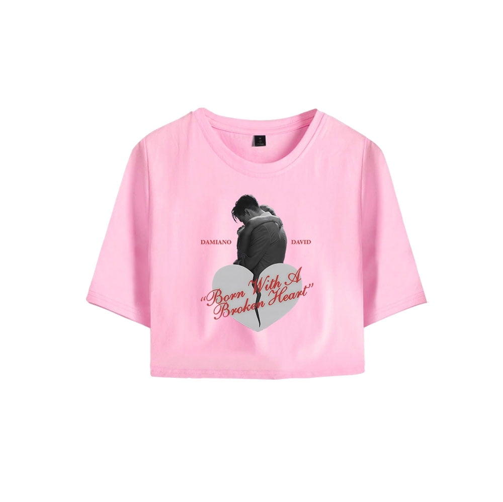 Damiano David Merch Broken Heart Crop Top Graphic T-shirt Women Girl ...