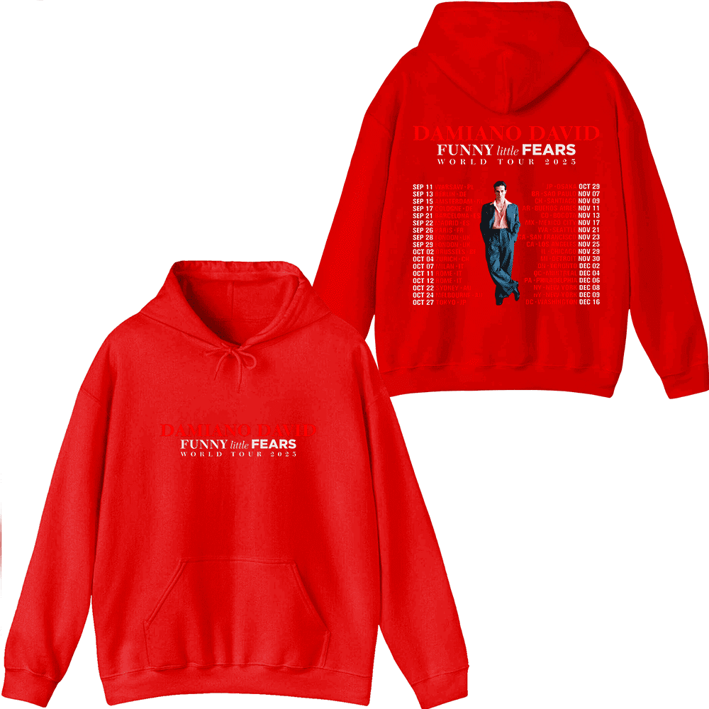 Damiano David Merch Funny Little Fears Tour 2025 Hoodie Unisex Long ...