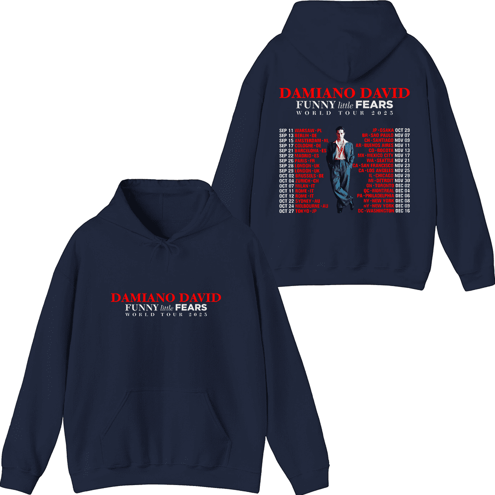 Damiano David Merch Funny Little Fears Tour 2025 Hoodie Unisex Long ...