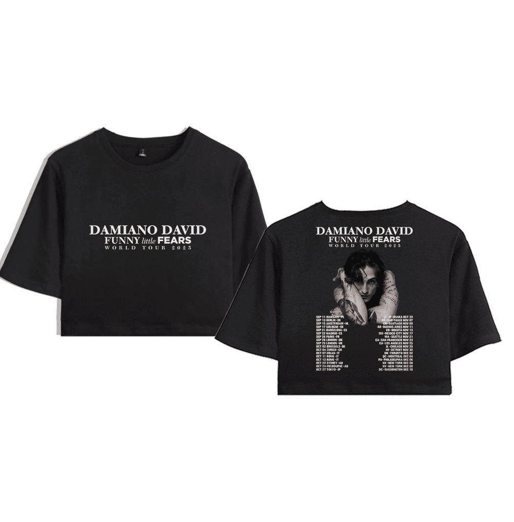 Damiano David Merch Funny Little Fears Tour Crop Top Logo T-shirt Women ...