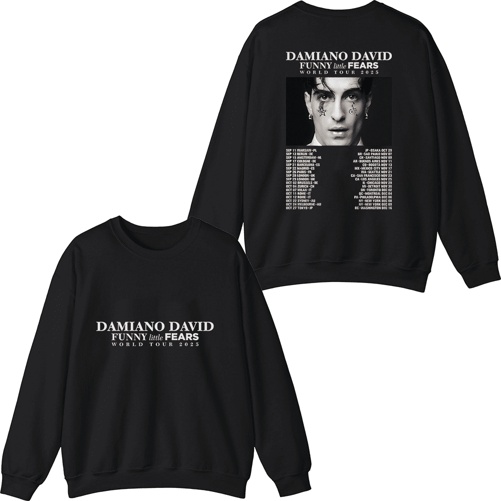 Damiano David Merch Funny Little Fears World Tour Crewneck Sweatshirt ...