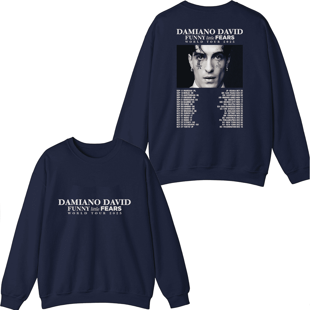Damiano David Merch Funny Little Fears World Tour Crewneck Sweatshirt ...