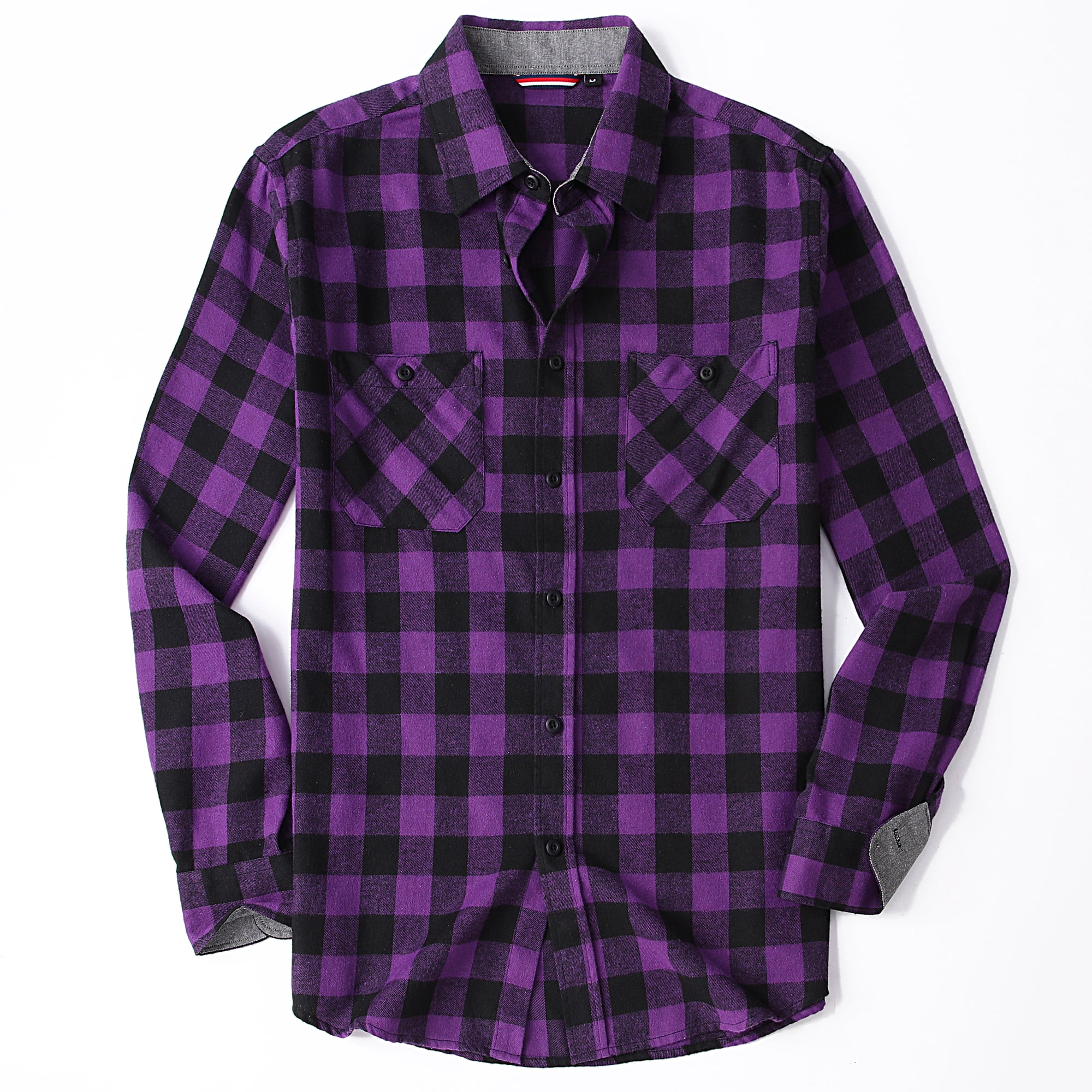Damipow Men's Flannel Shirts Plaid Long Sleeve Button Down Shirt,Sizes ...