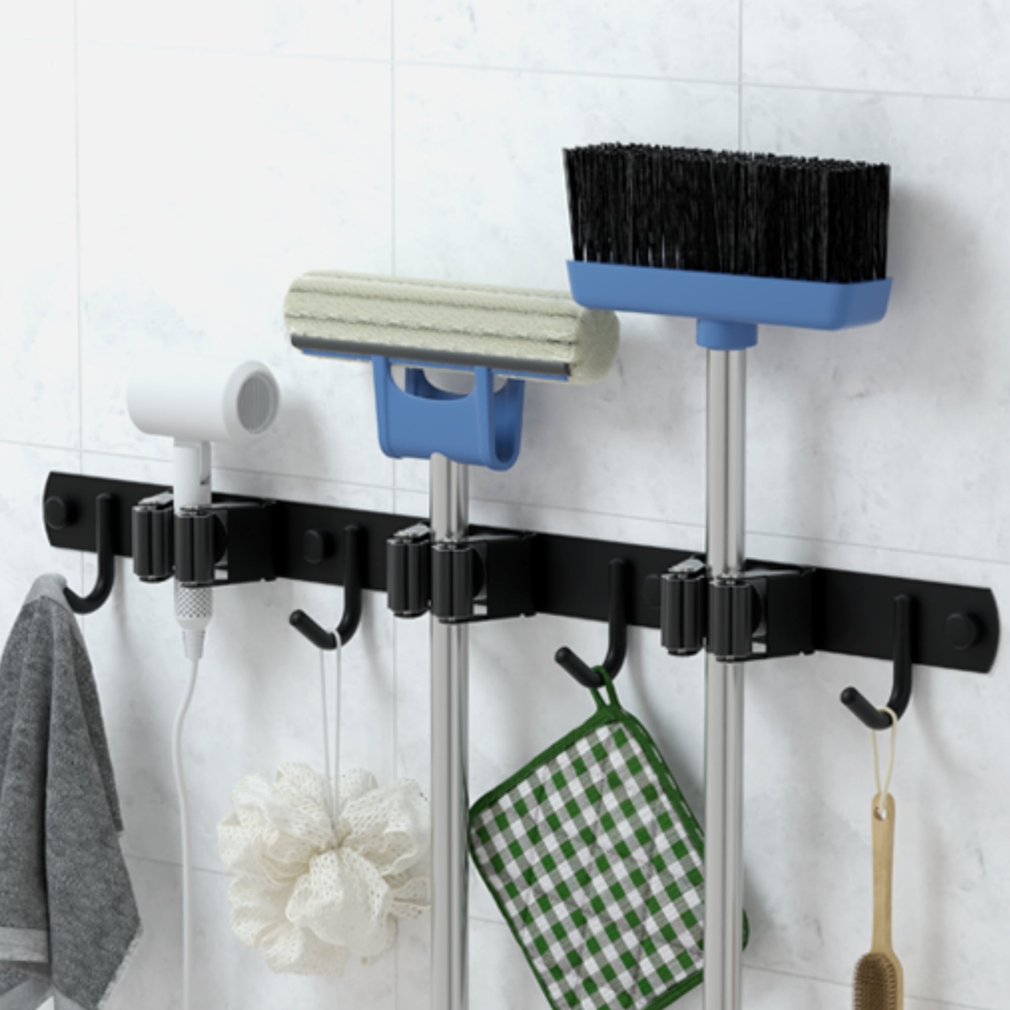 Damita Heavy Duty Mop Broom Holder, Wall Mount, Stainless Steel - 3 ...