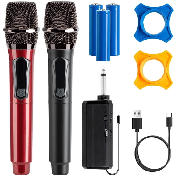 Dammyty Dual Wireless Microphone Rechargeable Handheld Dynamic ...