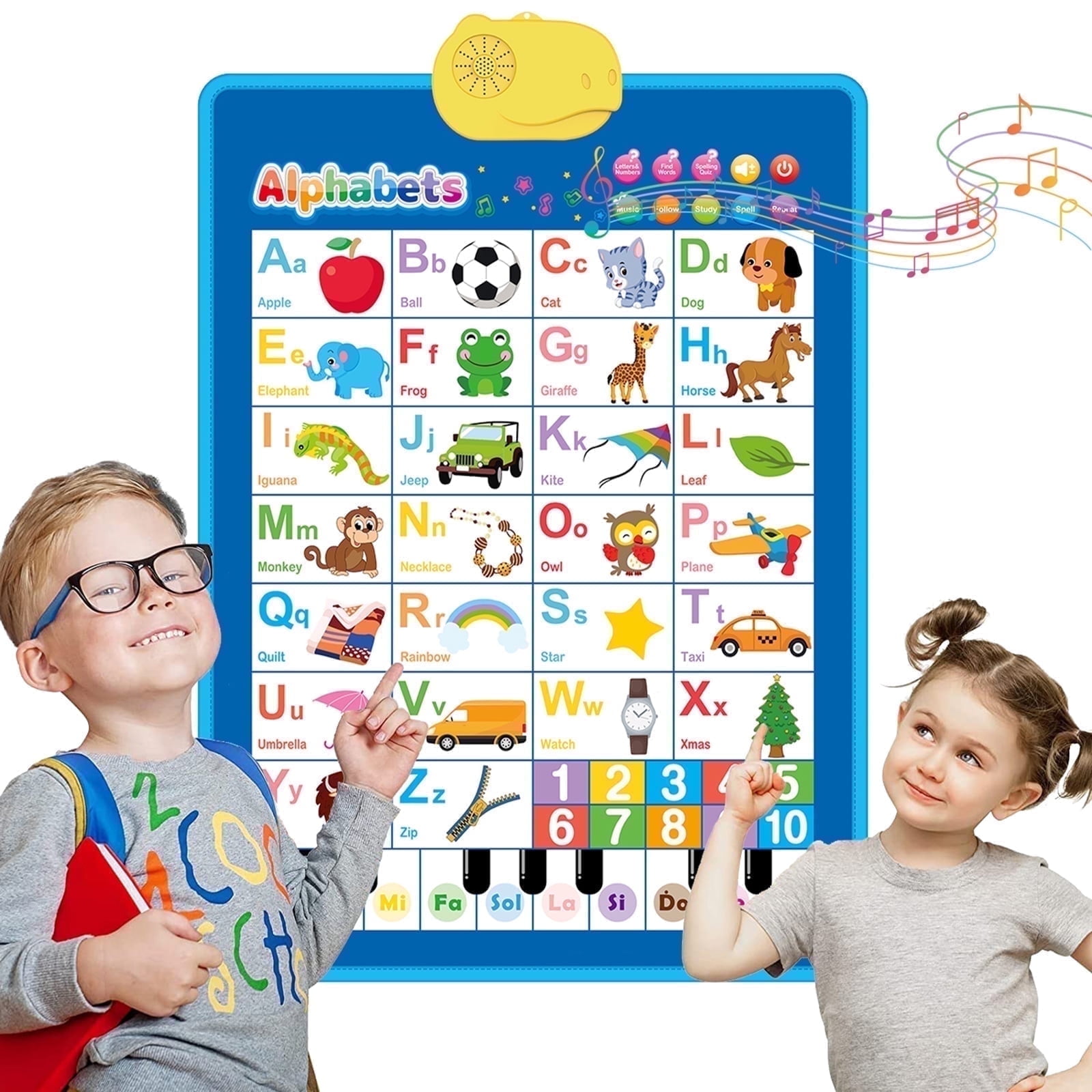 DAMMYTY Electronic Alphabet Poster Toddler Educational Toys Interactive Wall Chart for Kids Ages ...