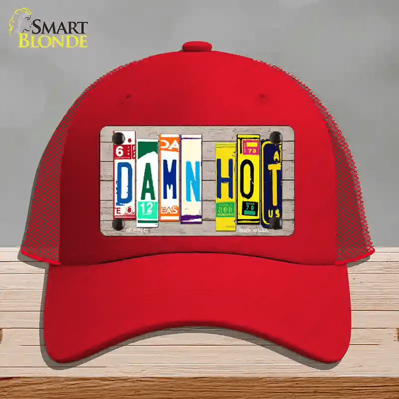 Damn Hot Wood License Plate Art Novelty License Plate Hat Mesh Red ...