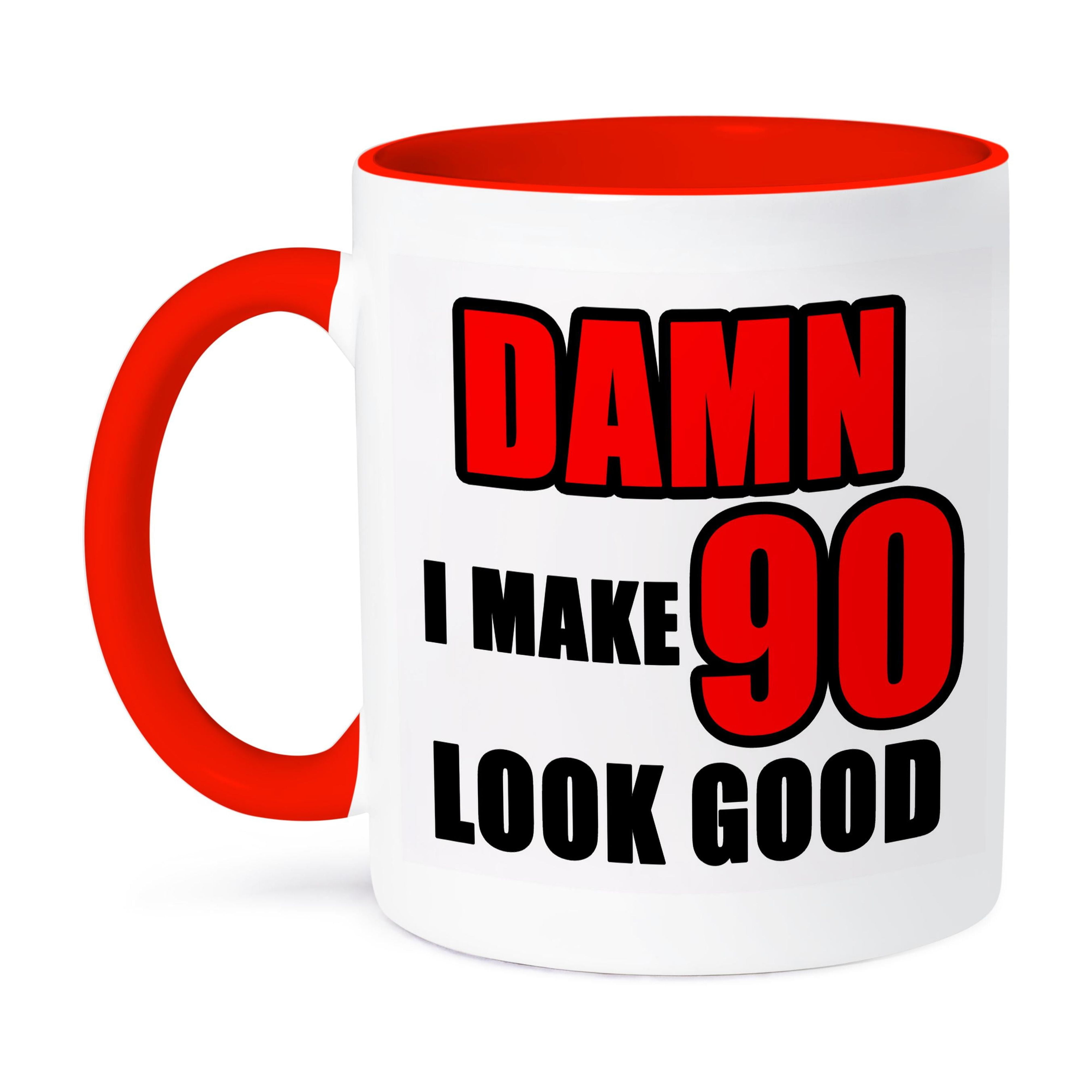 3dRose, Damn I Make 90 Look Good Red, 11oz Two-Tone Red Mug - Walmart.com