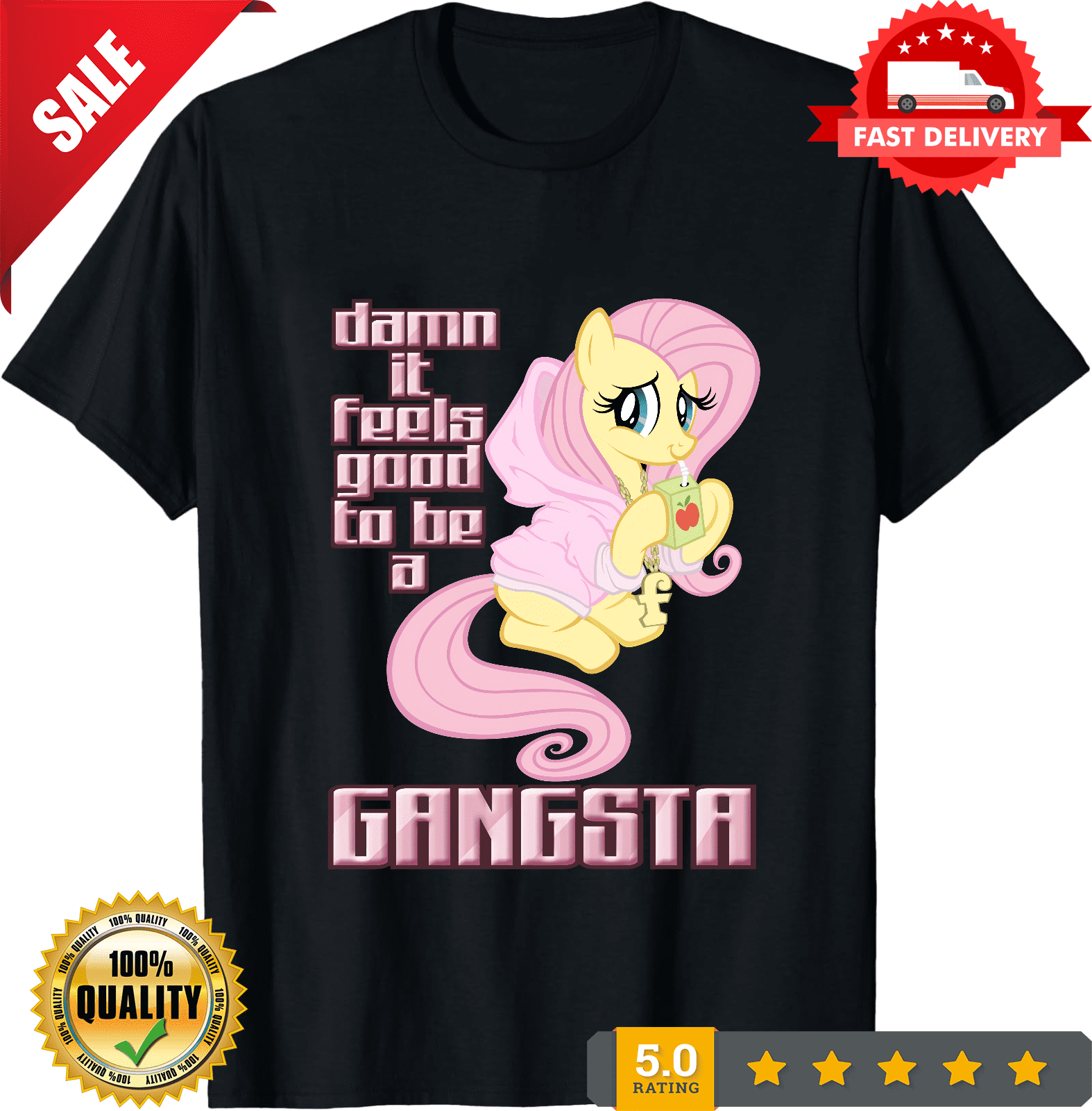 Damn It Feels Good To Be A Gangsta Tee - My Little Pony Fluttershy ...
