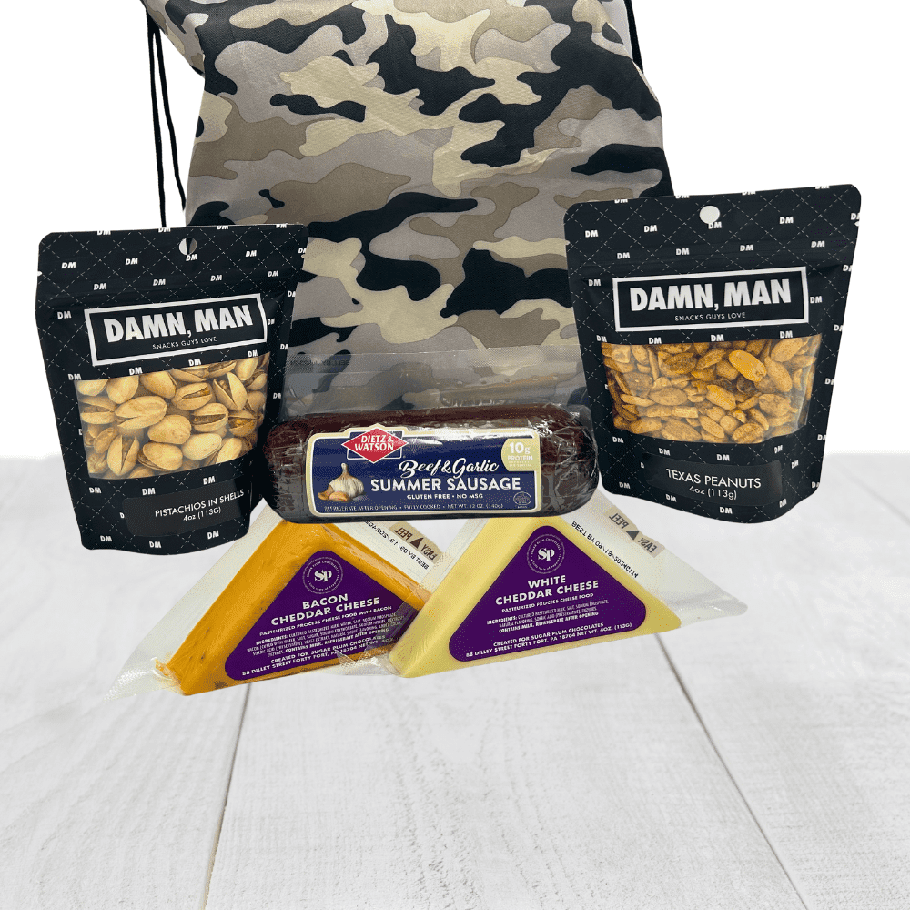 Damn, Man Charcuterie Bag, Garlic Beef, Cheese, Gourmet Nuts, 5 Piece ...