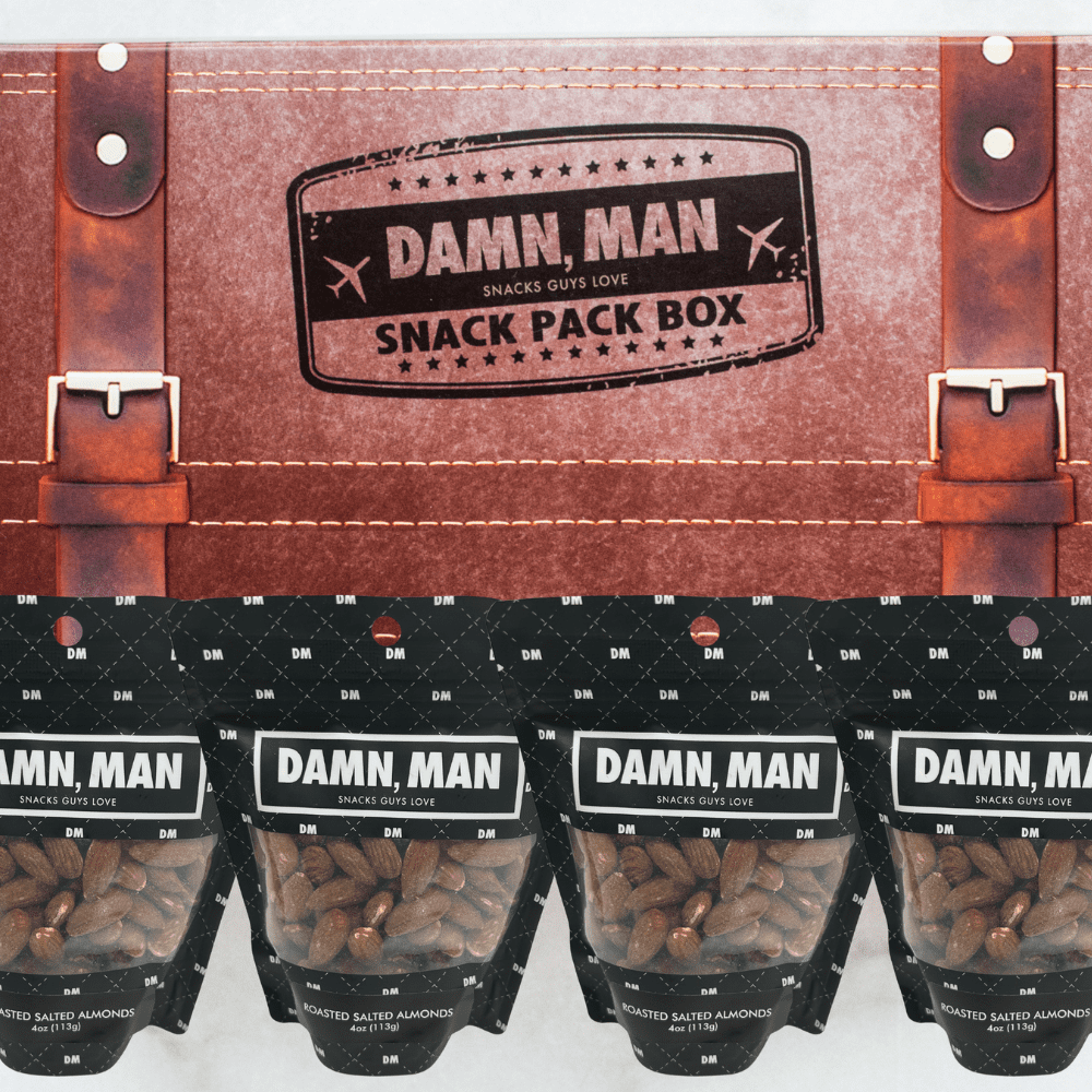 Damn, Man Roasted Salted Almonds Snack Pack - 4 Gourmet Nut Gift Box ...