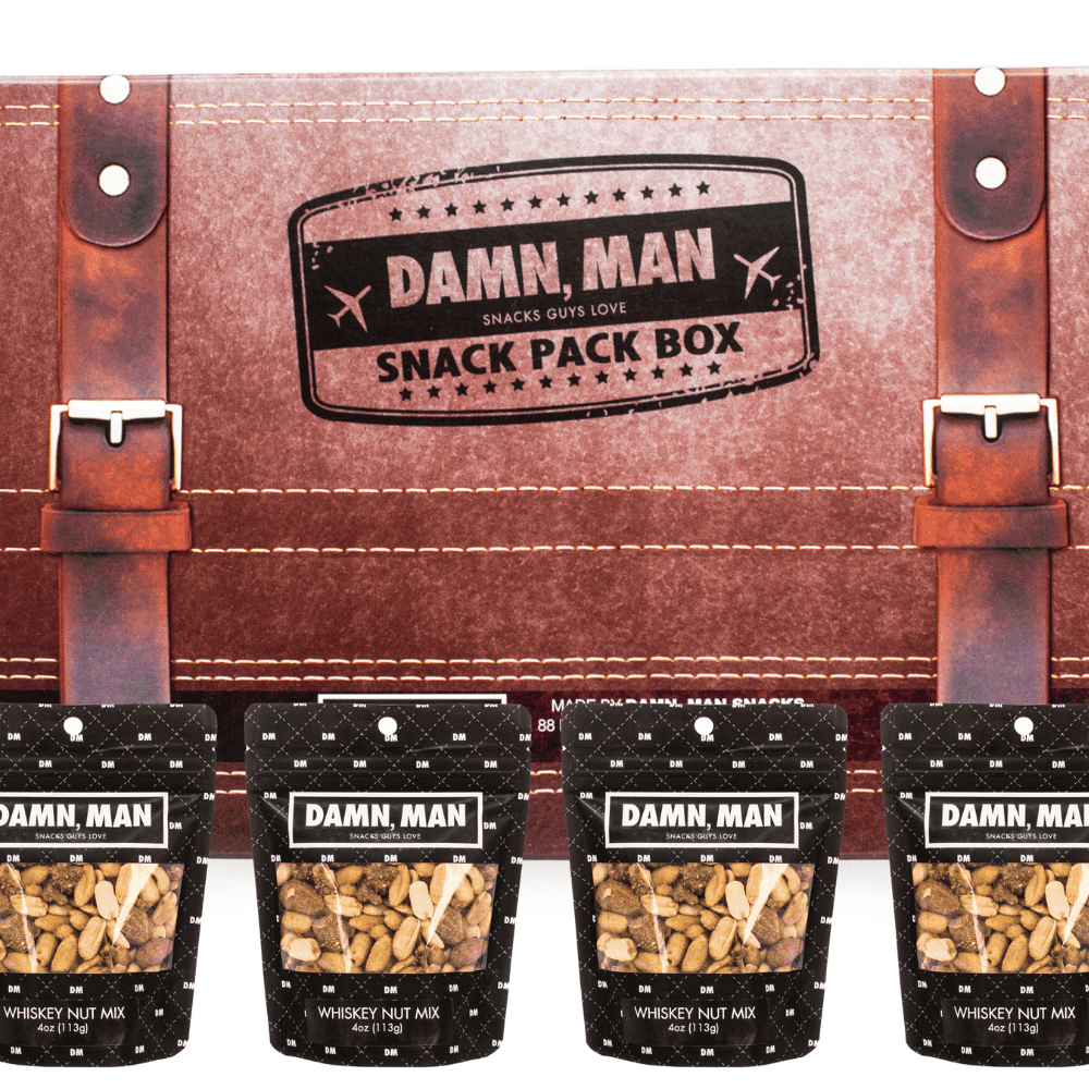 Damn, Man Whiskey Nut Mix Snack Pack Gourmet Gift Box - 4 Bags 4 oz. Each - 1 lb. Total ...