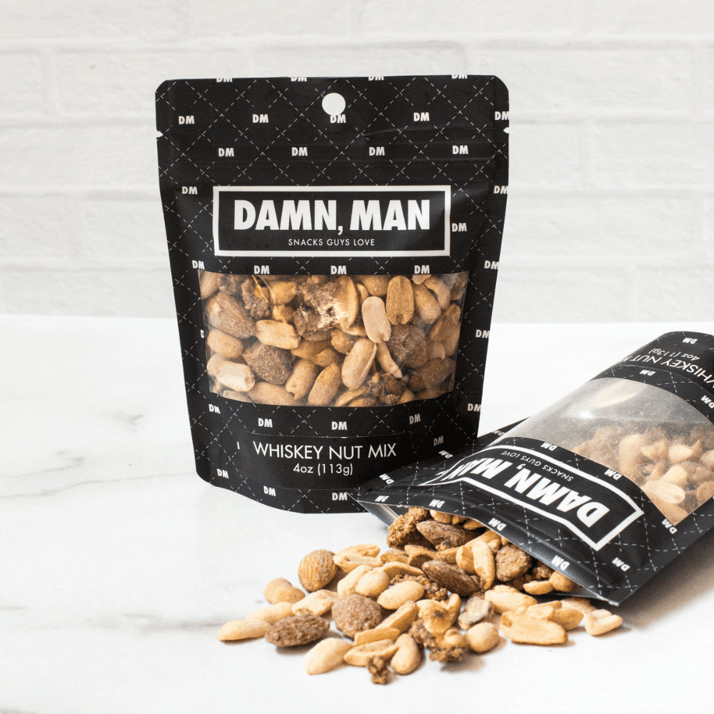 Damn, Man Whiskey Nut Mix Gift Set Roasted Crunchy 4 Bags 1 lb Total ...