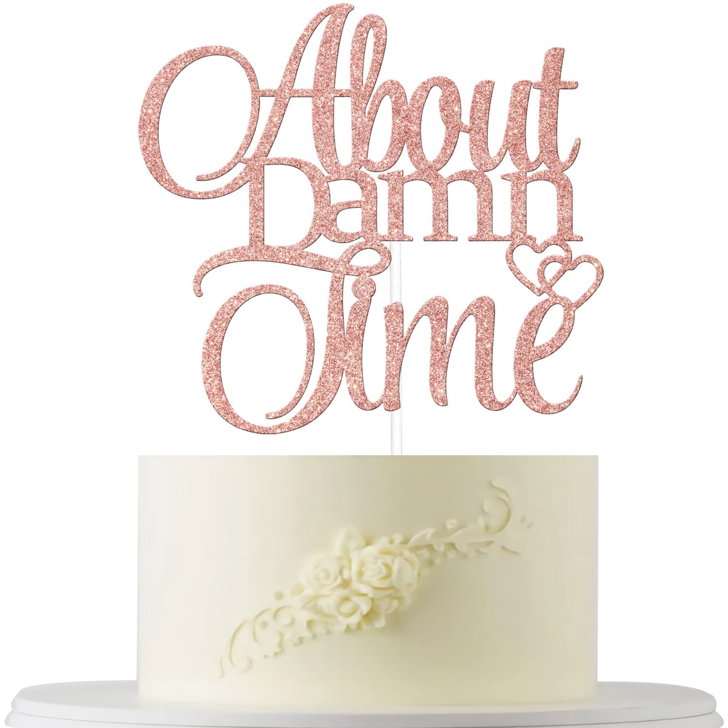 About Damn Time FEV6 Cake Topper Rose Gold Glitter Wedding Cake Toppers ...