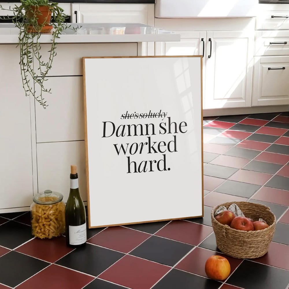 Damn She Worked Hard Wall Art, Feminist Print Quote Poster, Minimalist ...