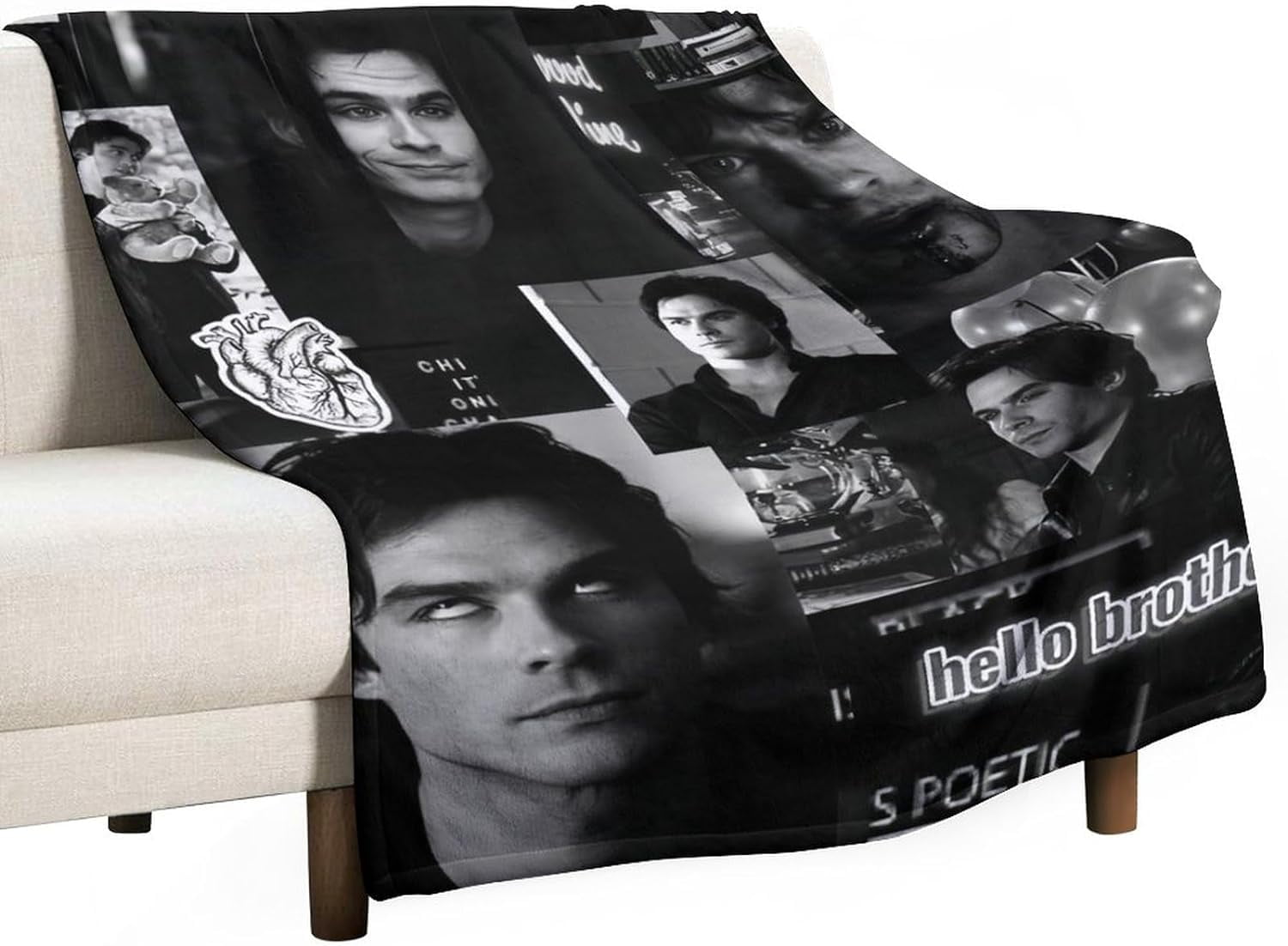 Damon Actor Salvatore 60"x80" Thow Blanket Super Soft Micro Wool ...
