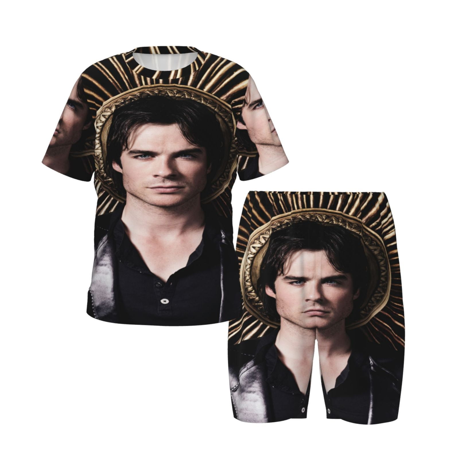 Damon Salvatore 2-Piece Cozy Pajamas Short Sleeve Cool Summer Short Set ...