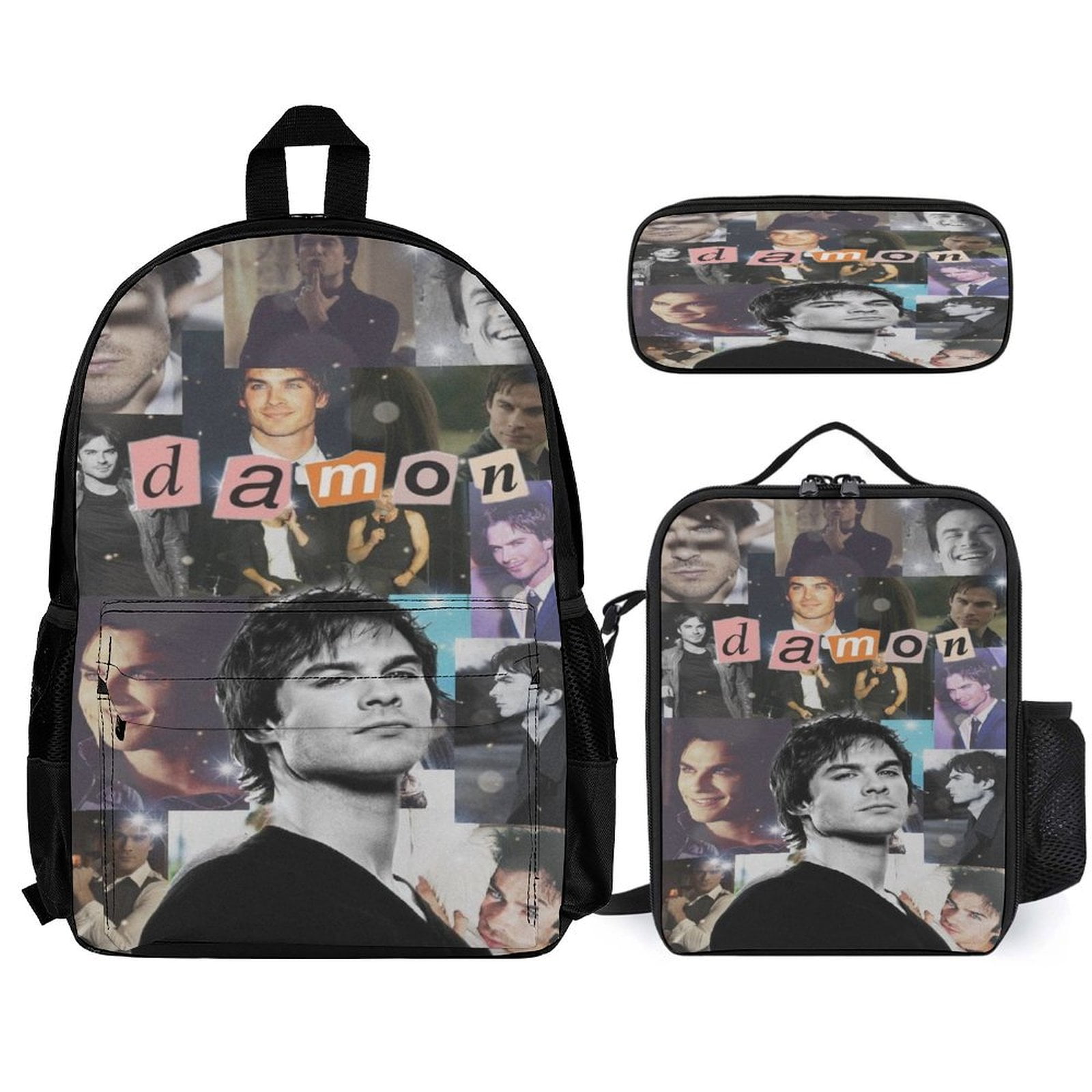 Damon Salvatore Backpack Set Cartoon Travel Backpack with Lunch Box ...