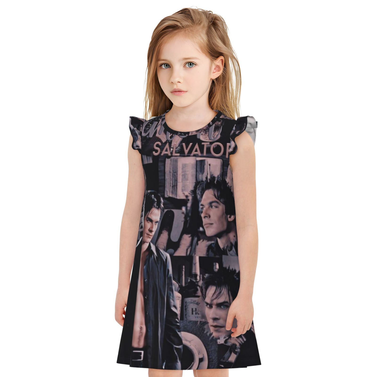 Damon Salvatore Nightgowns Pajamas Dress 3D Printed Flutter Sleeve ...