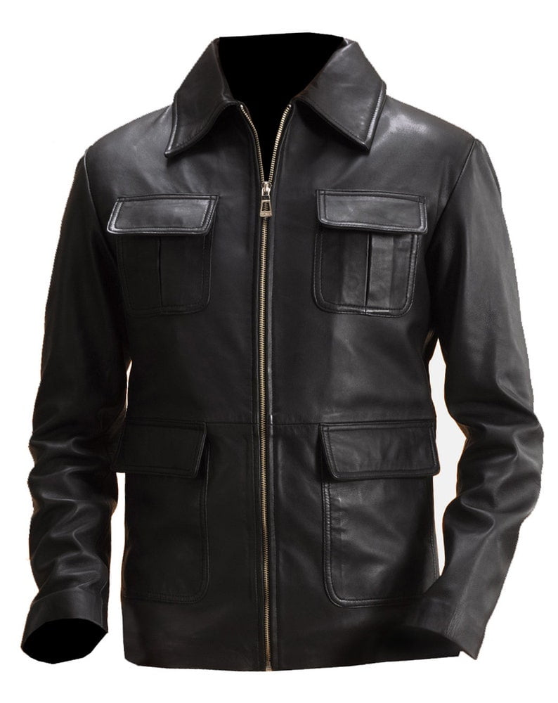 Damon Vampire Diaries Real Leather Jacket For Men Flap Pockets Black ...