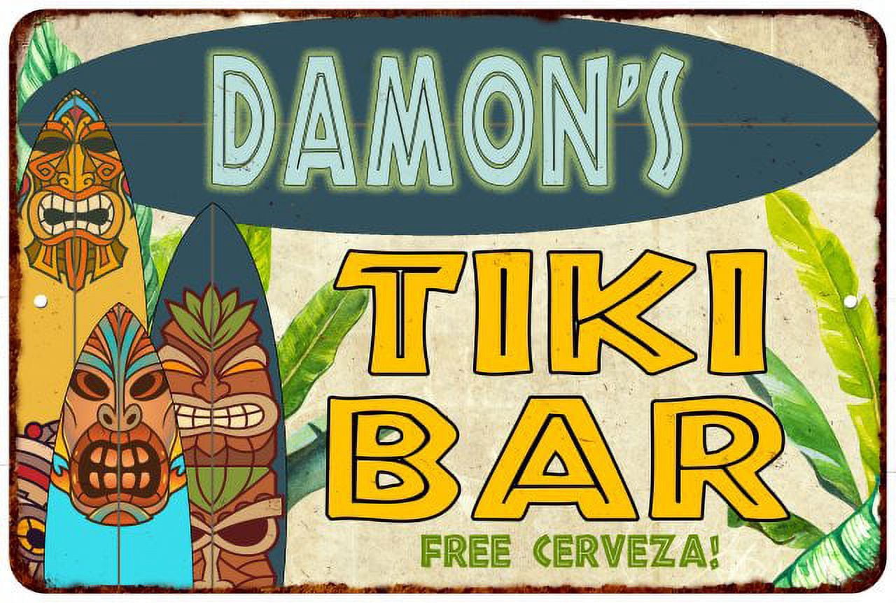 Damon's TIKI BAR Island Sign Metal Wall Decor 12 x 18 Matte Finish ...