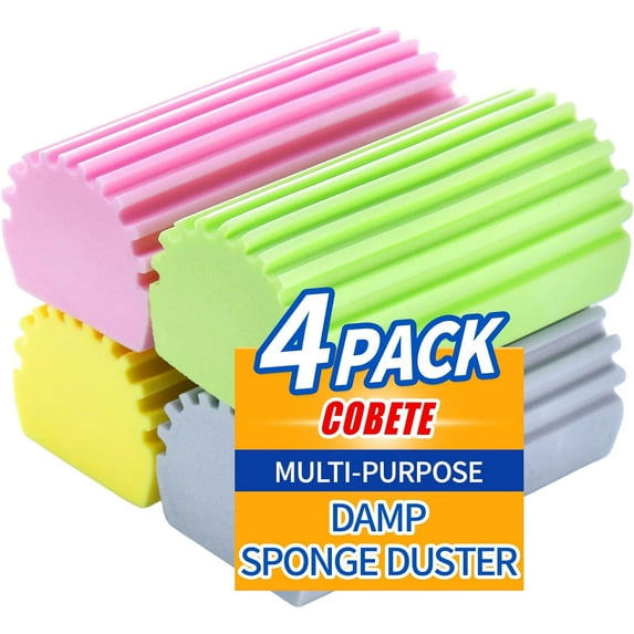 Damp Clean Duster Sponge,4pack Magic Sponge Eraser,Reusable Damp Dusting Sponge Household ...