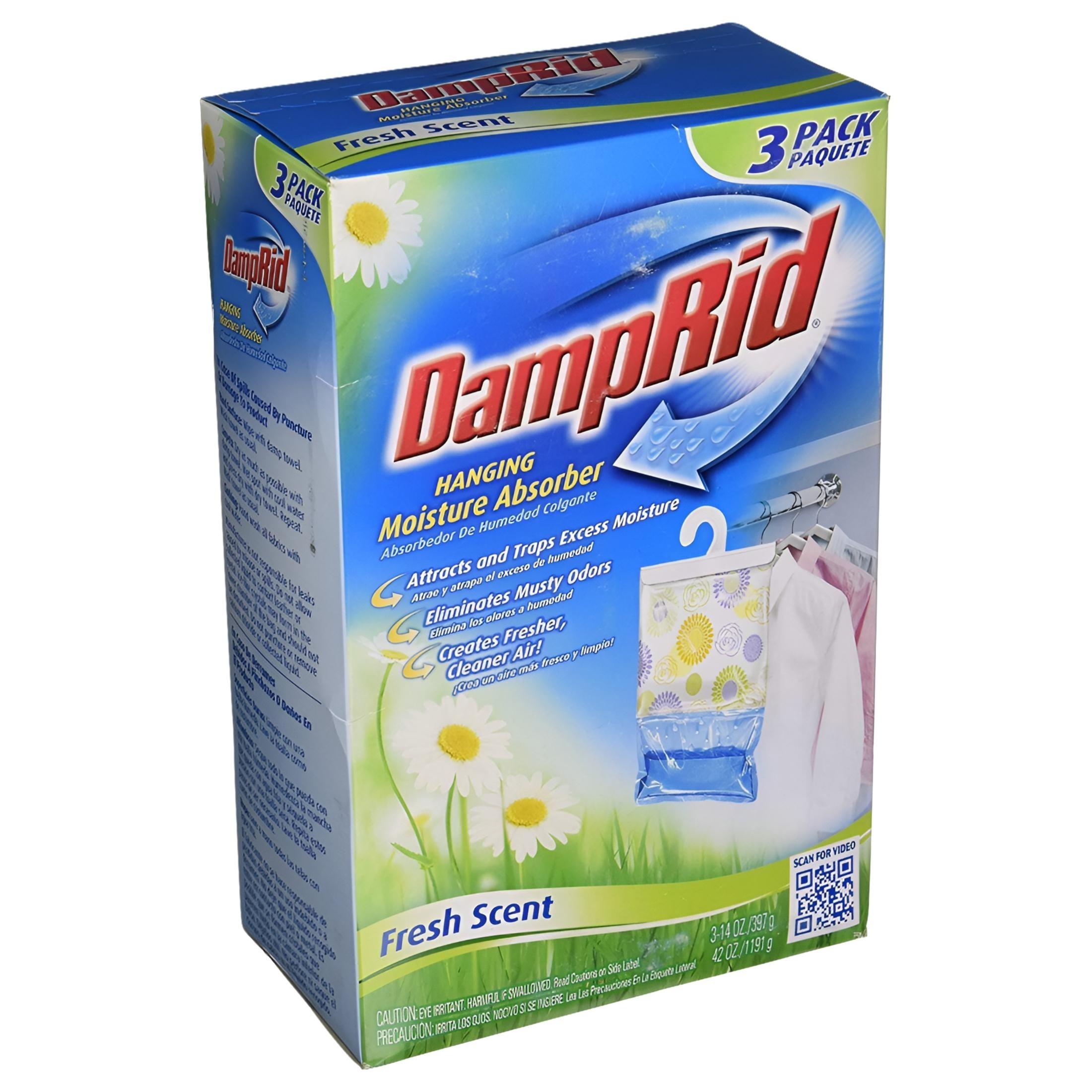 DampRid Moisture Absorber, Fresh Scent, 14 oz Hanging Bags, 3 Pack ...