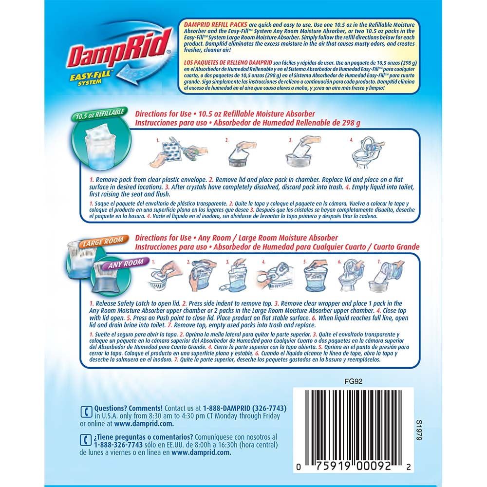 DampRid Easy-Fill 10.5 Oz. Fragrance Free Moisture Absorber Refill (4 ...