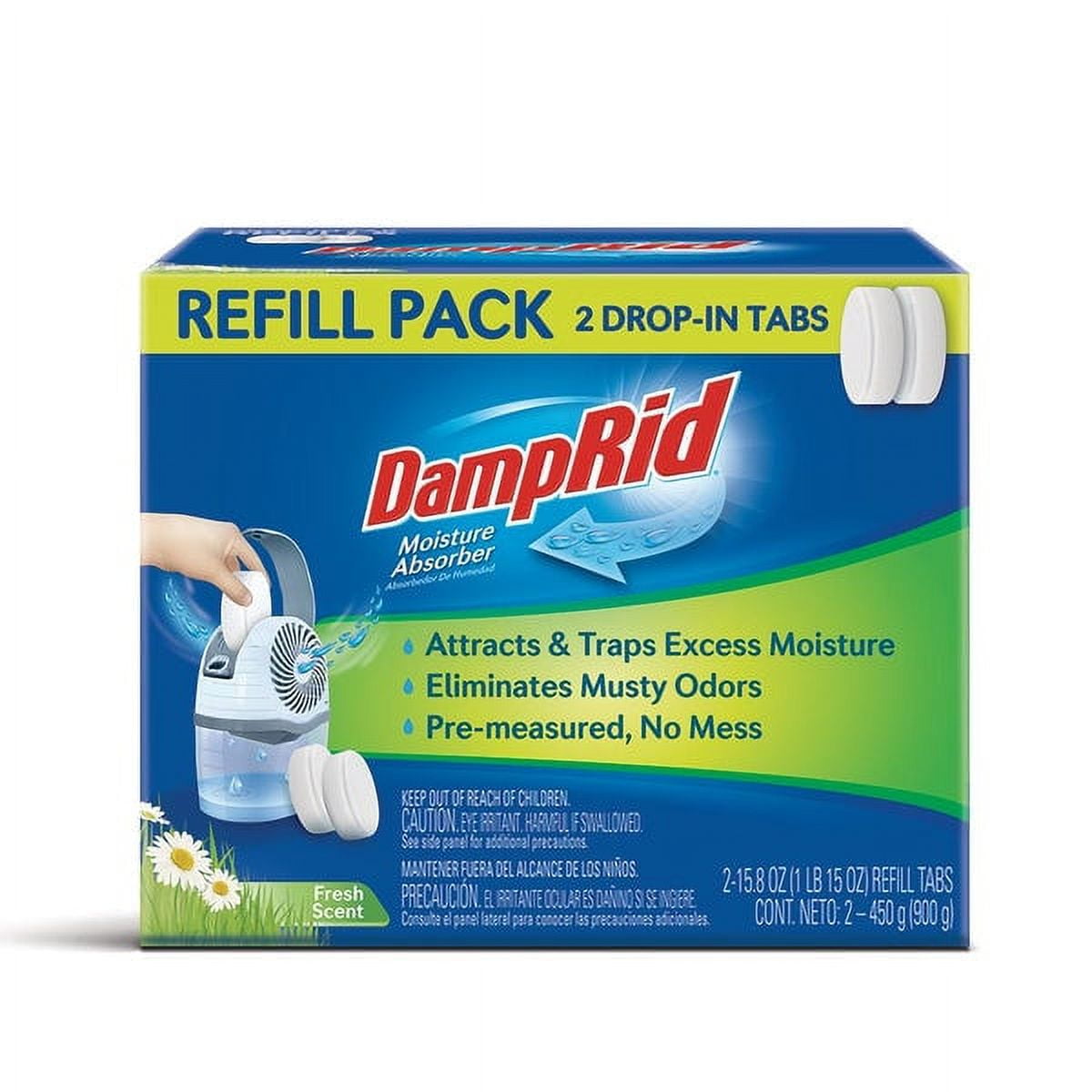 DampRid FG97 Moisture Absorber Drop-In Tab Refills, Fresh Scent, 15 Oz ...