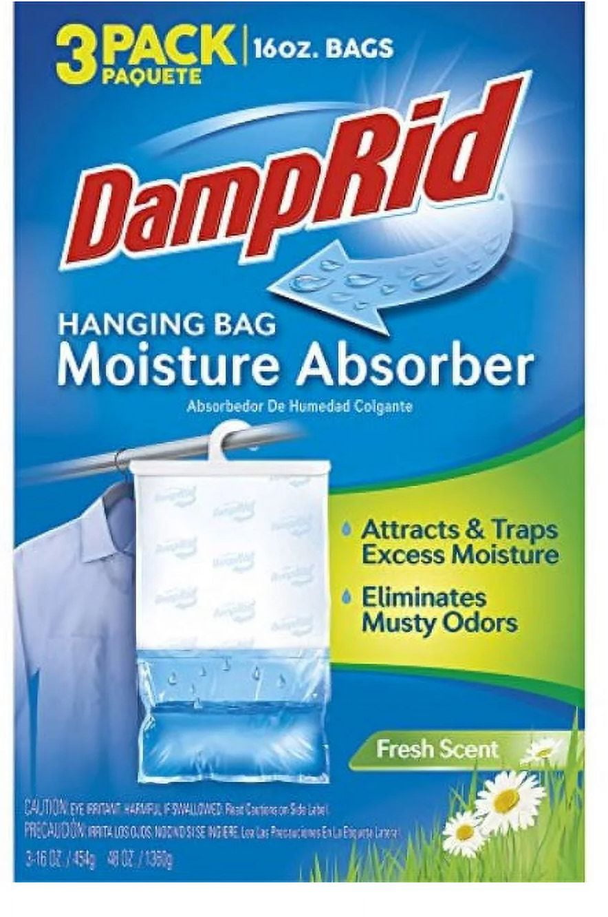 DampRid Hanging Bag Moisture Absorber, Fresh Scent, 16 oz, 3-Pack, for ...