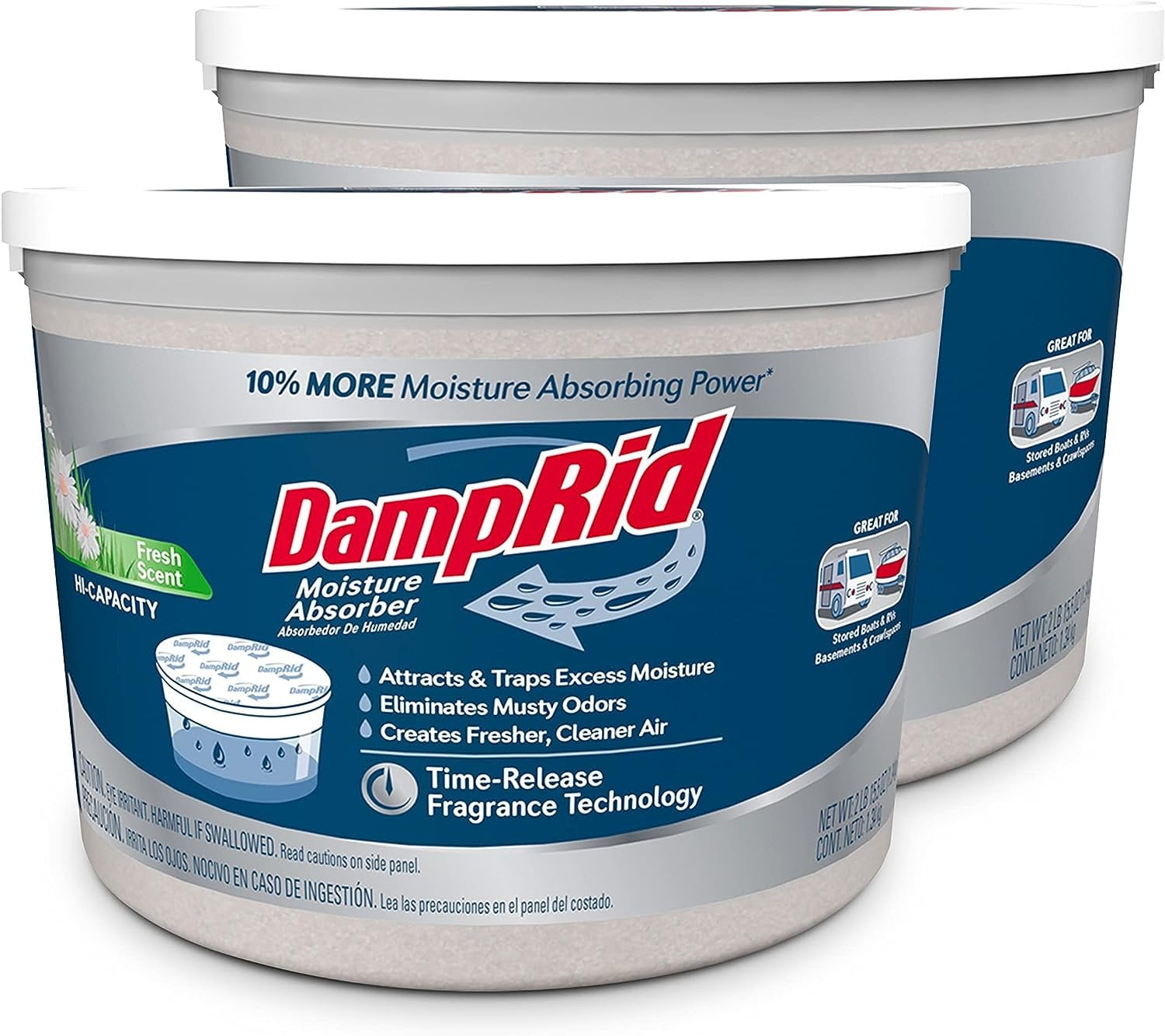 DampRid Hi-Capacity Moisture Absorber Bucket, 2 Pack, Fresh Scent, 2 lb 15.5 oz - Walmart.com