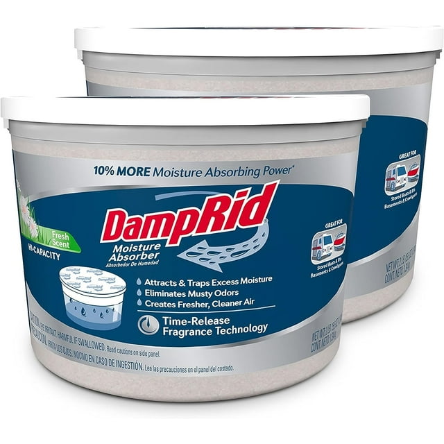 DampRid Hi-Capacity Moisture Absorber Bucket, 2 Pack Fresh Scent, 2 lb ...
