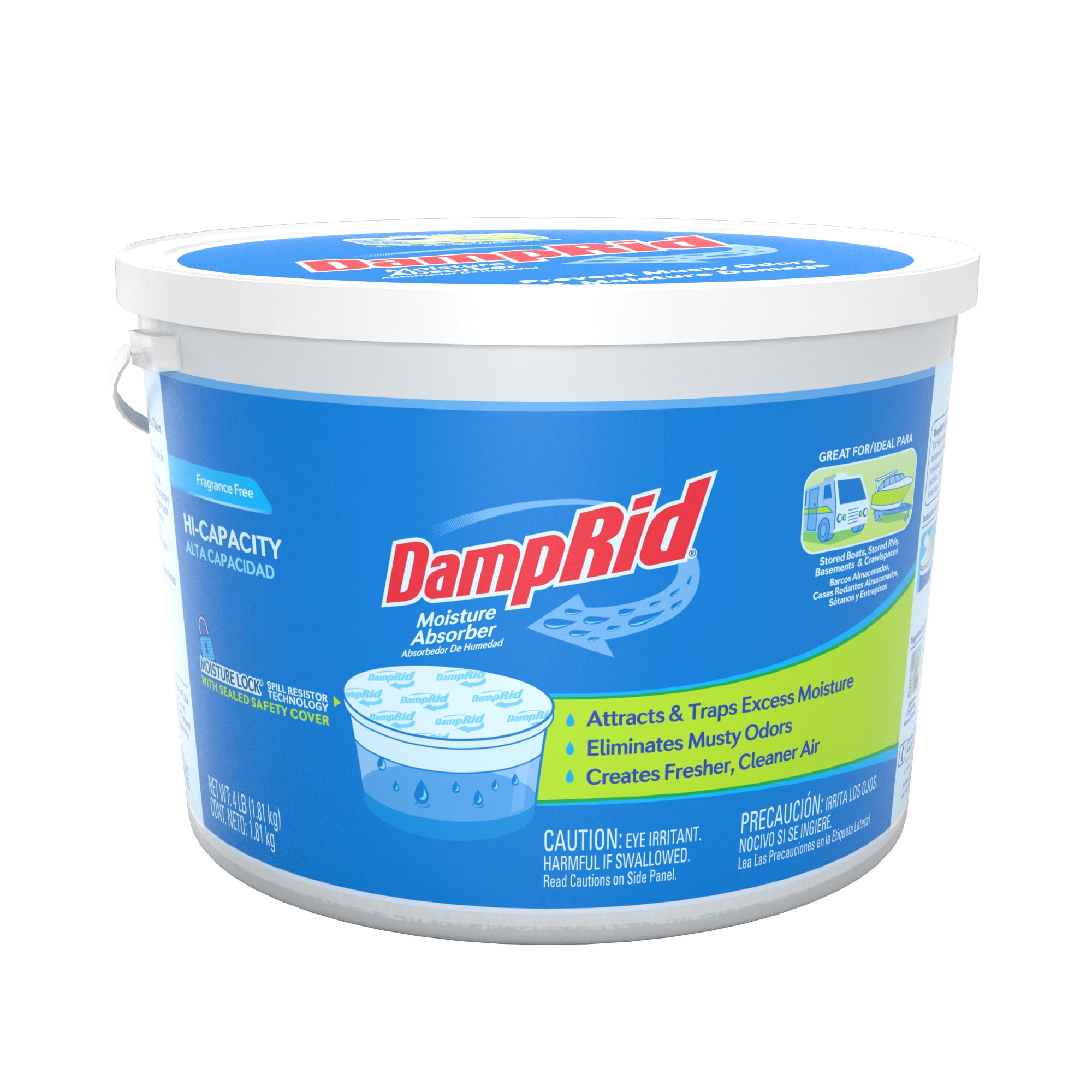 DampRid Hi-Capacity Moisture Absorber Bucket, 4lb, Fragrance Free ...