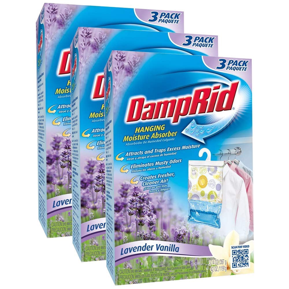 DampRid Lavender & Vanilla Hanging Moisture Absorber, 3 ct, 42 Ounce ...