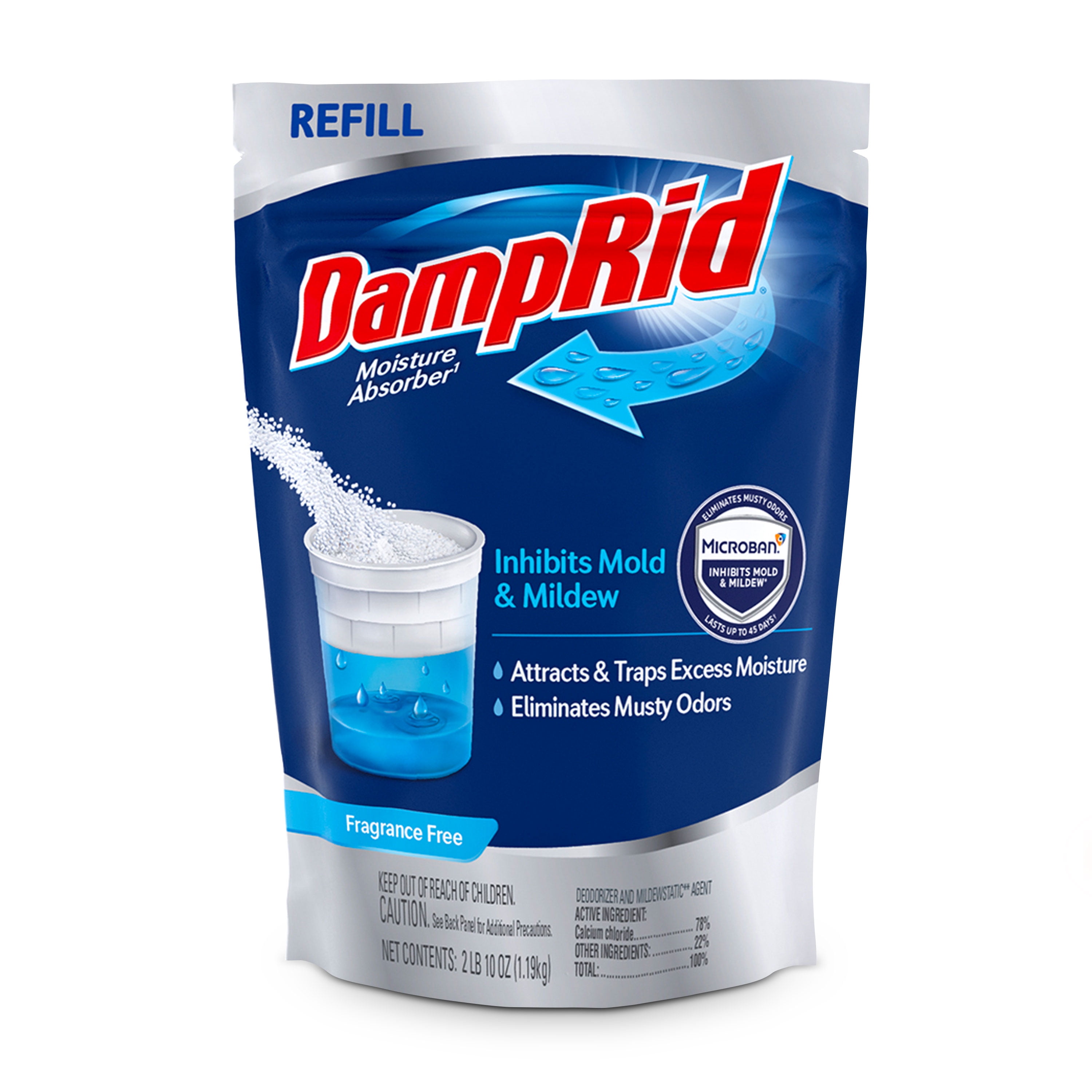 DampRid 42 oz Fragrance Free Moisture Absorber Refill Bag, Inhibits ...