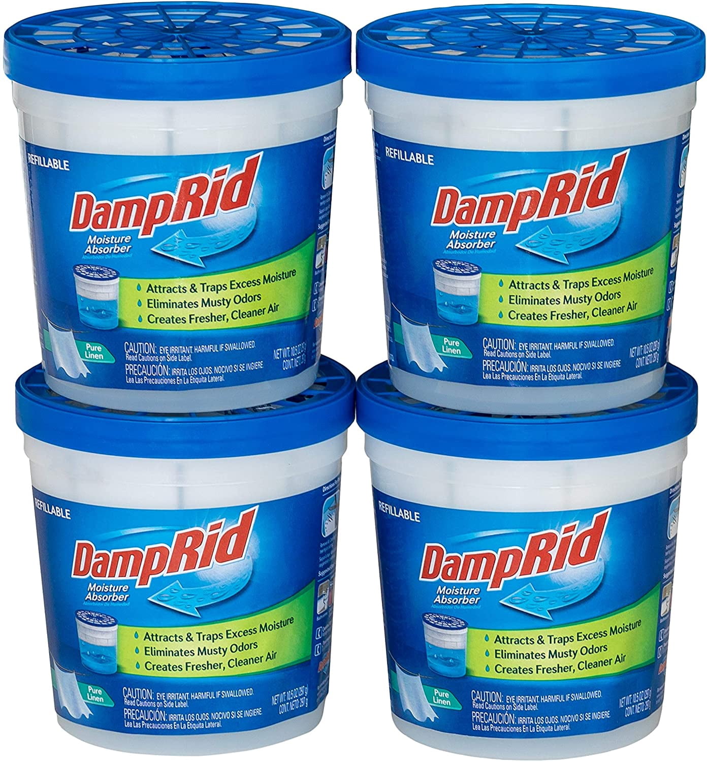 DampRid Pure Linen Refillable Moisture Absorber, 10.5oz Cups, 4 Pack ...