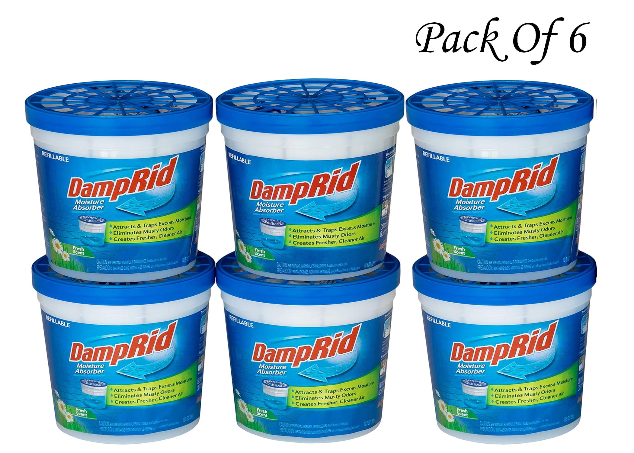 DampRid Refillable Moisture Absorber, 10.5 oz. Cups, 6 Pack, Fresh ...