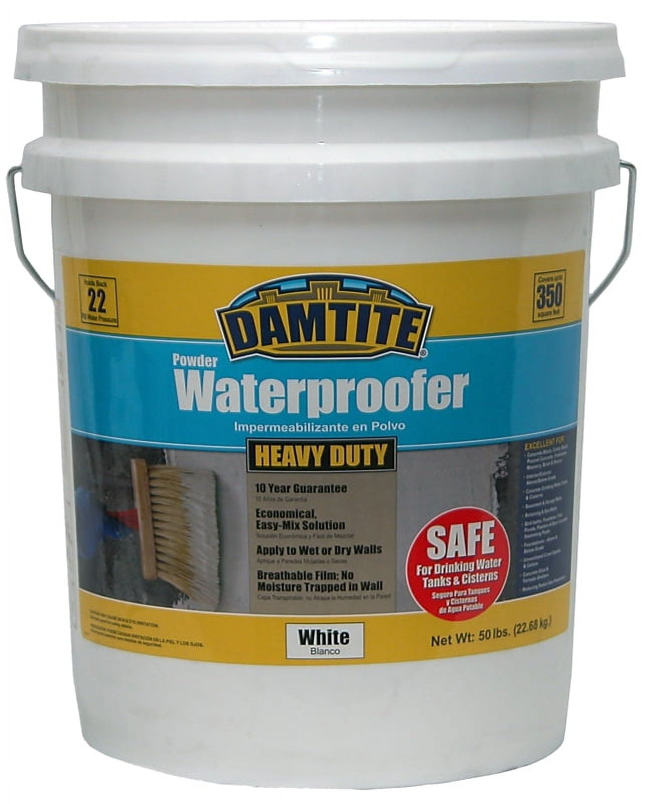 Damtite Heavy Duty Waterproofing Concrete Seal, 50 lb, White Powder for ...