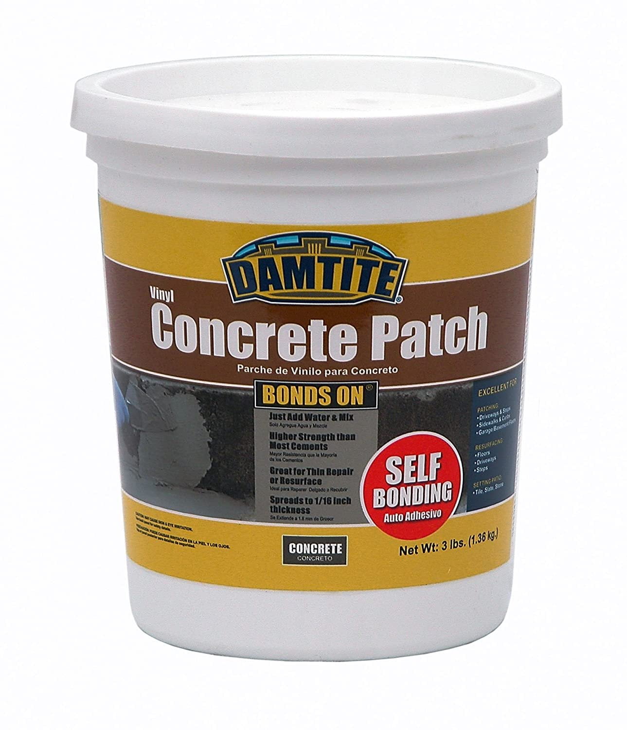 Damtite 04003, Vinyl, Cement, Gray Concrete Patch, 3 lbs - Walmart.com