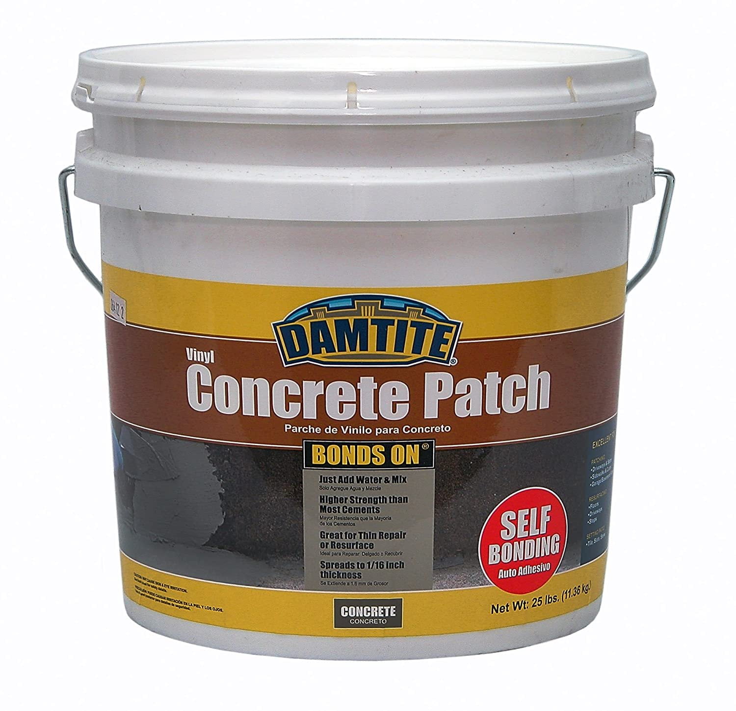 Damtite 04025 Gray Bonds-On Vinyl Concrete Patch, 25 lb. Pail - Walmart.com