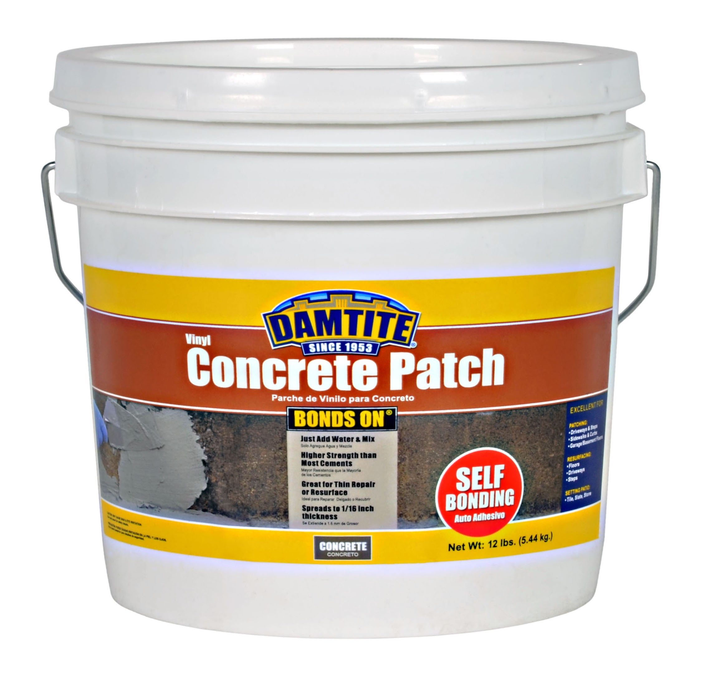 Damtite Bonds-On Vinyl Concrete Patch, 12 lb. - Walmart.com