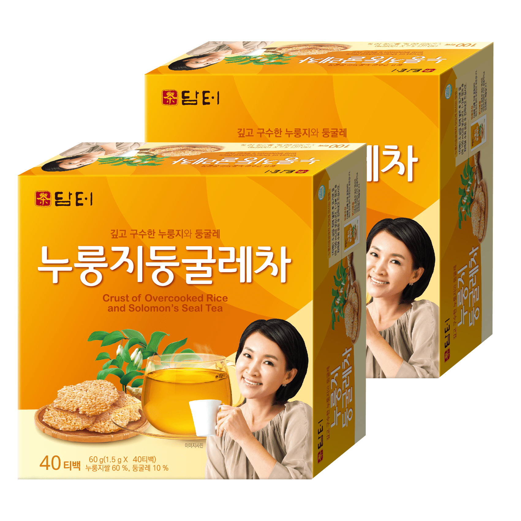 Damtuh Korean Herbal Root Tea - Scorched Rice & Solomon's Seal Blend, 1.5g x 40 bags x 2 Boxes ...