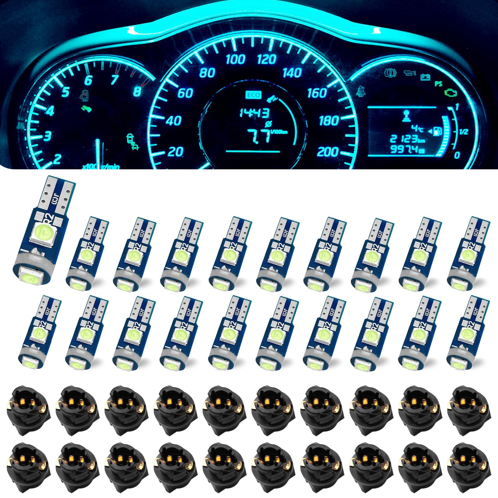 Damwot 74 Led Bulb IFF17 Dash Lights Super Bright, T5 37 74 LED Bulb ...