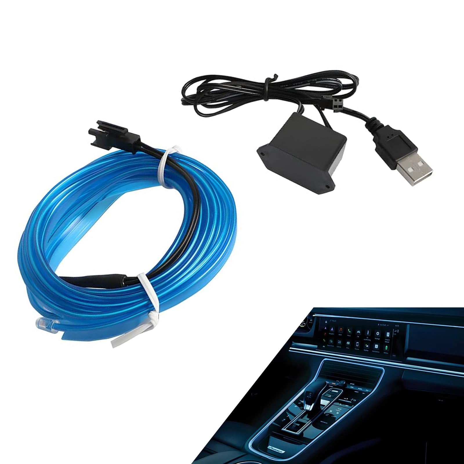 Damwot EL Wire Interior Car LED Strip Lights, 16.4FT USB Auto Neon ...