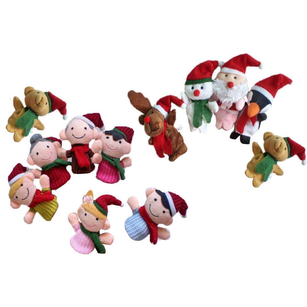 Dan 11pcs Christmas Finger Puppets Cartoon Animals and Family Members ...