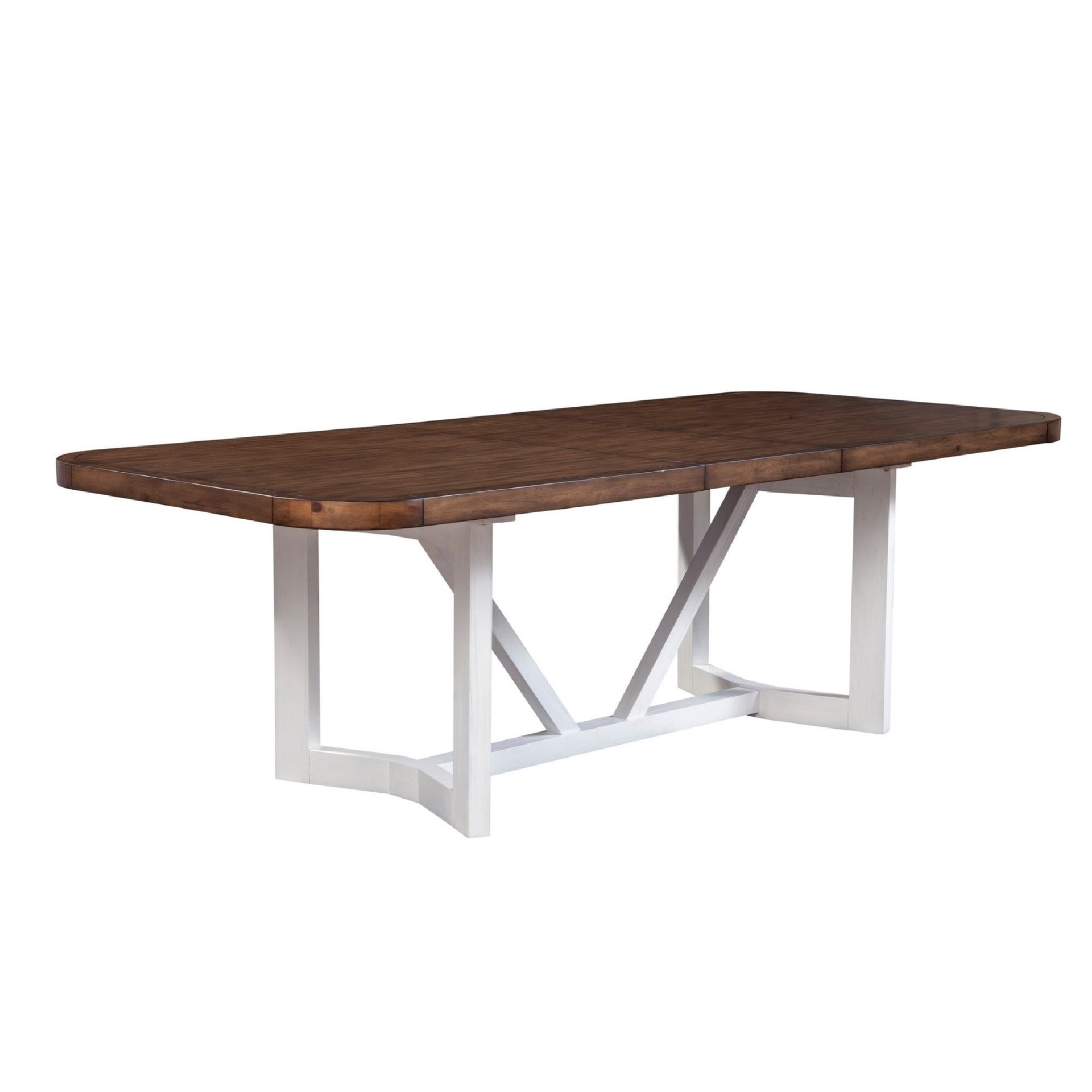 Dan 96 Inch Large Dining Table, Removable Leaf, Pine Wood, Brown, White ...