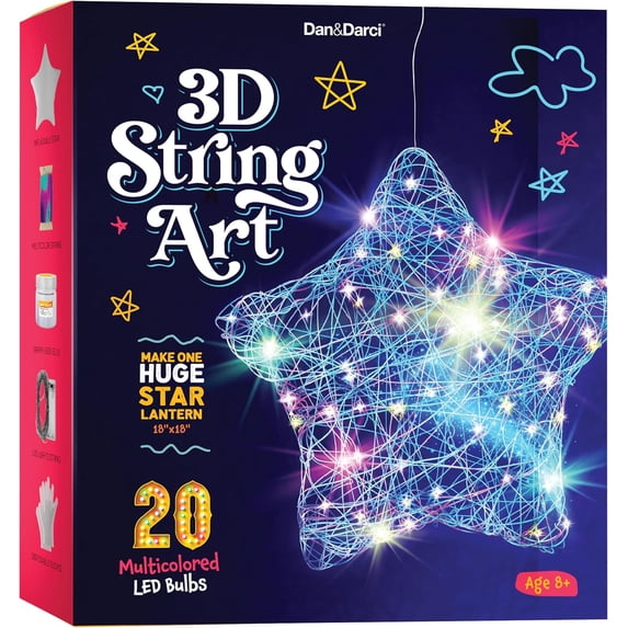 Dan&Darci 3D String Art Kit - Light-Up Star Lantern, Crafts for Ages 8 ...