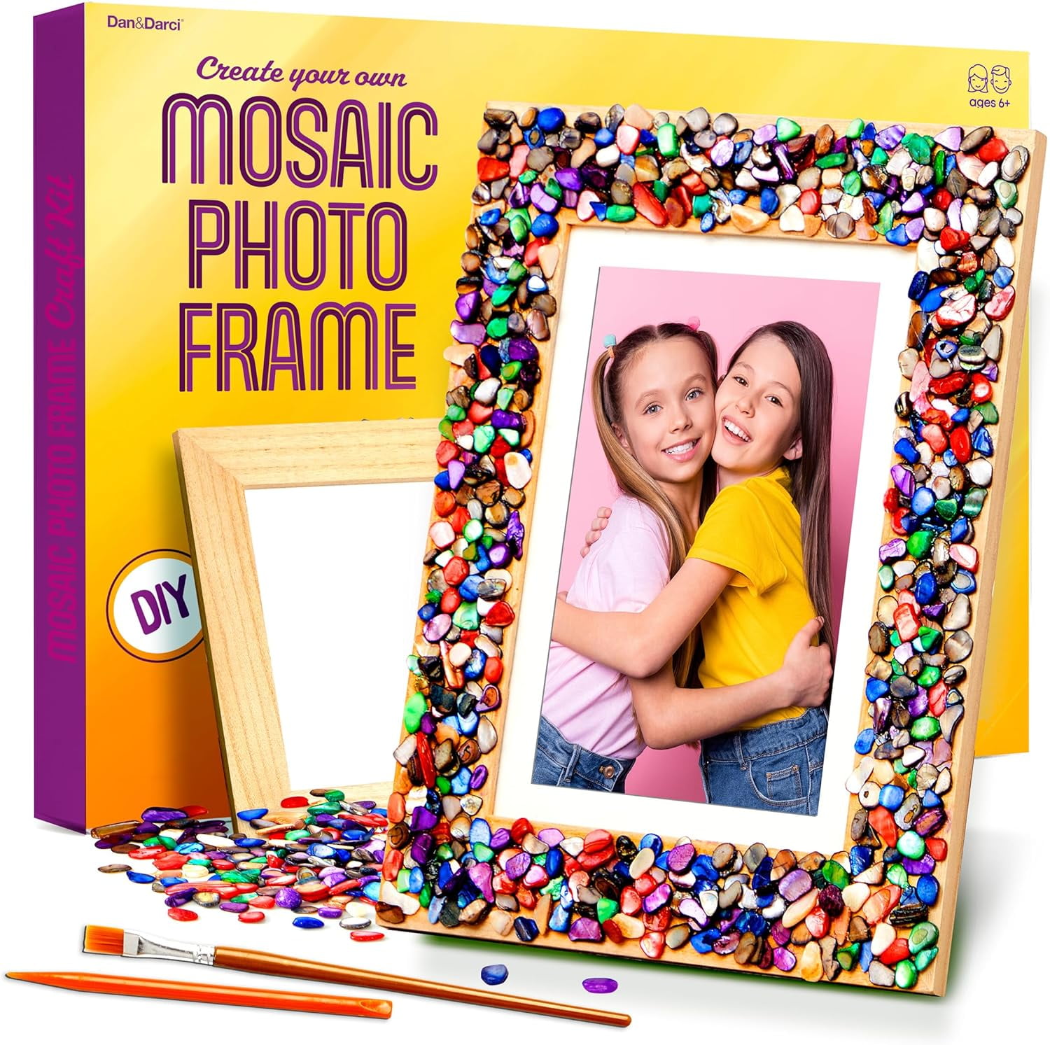 Dan&Darci DIY Mosaic Picture Frame Kit for Kids - Arts and Craft Kits ...