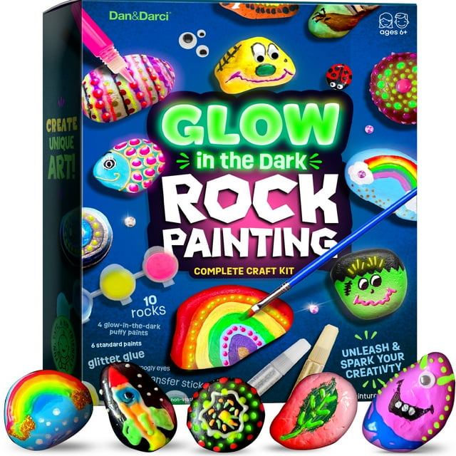 Dan&Darci Glow in the Dark Rock Painting Kit - Unleash Creativity with ...