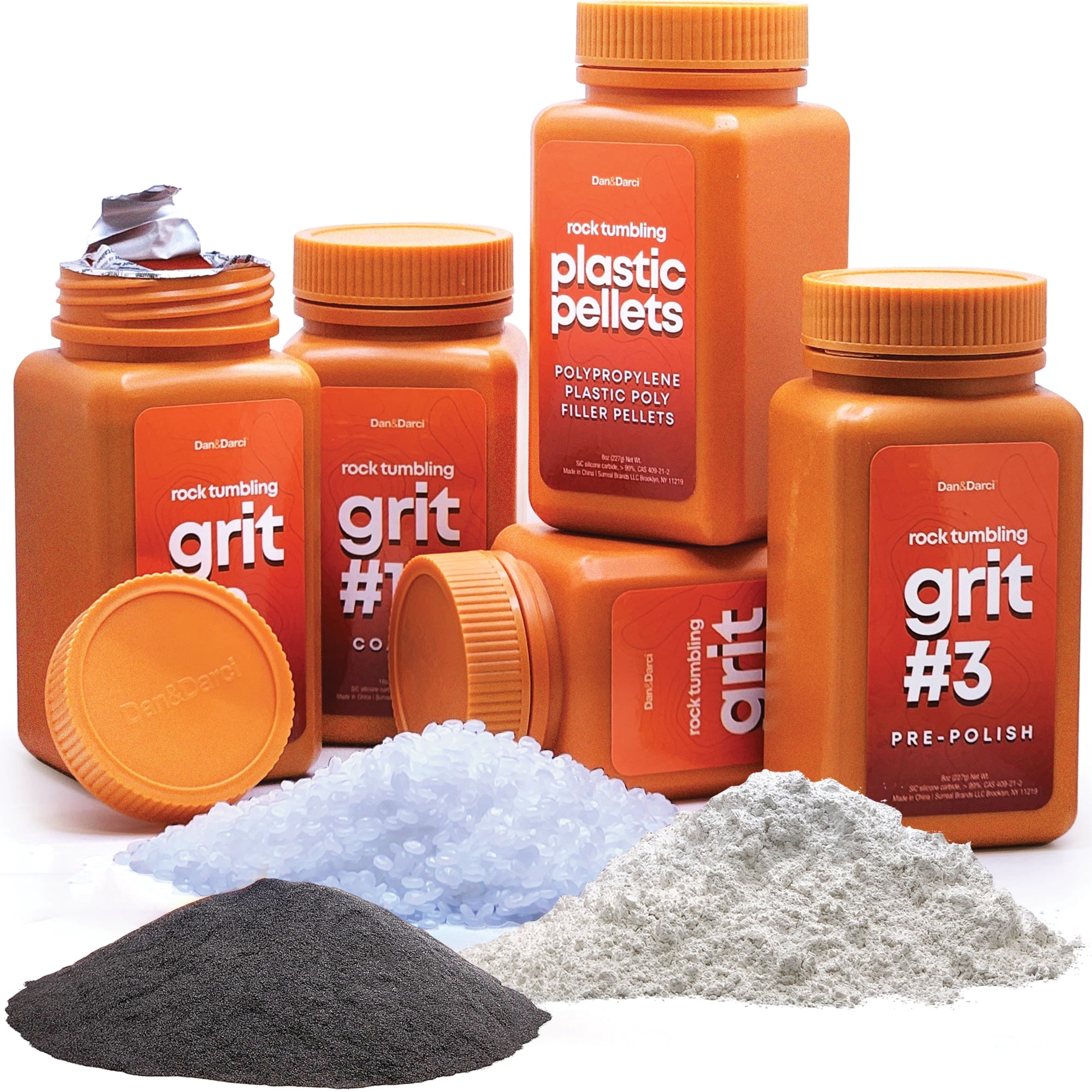 Dan&Darci Rock Tumbler Grit Refill Kit, 3.5 lbs, 4-Step Polishing Media ...